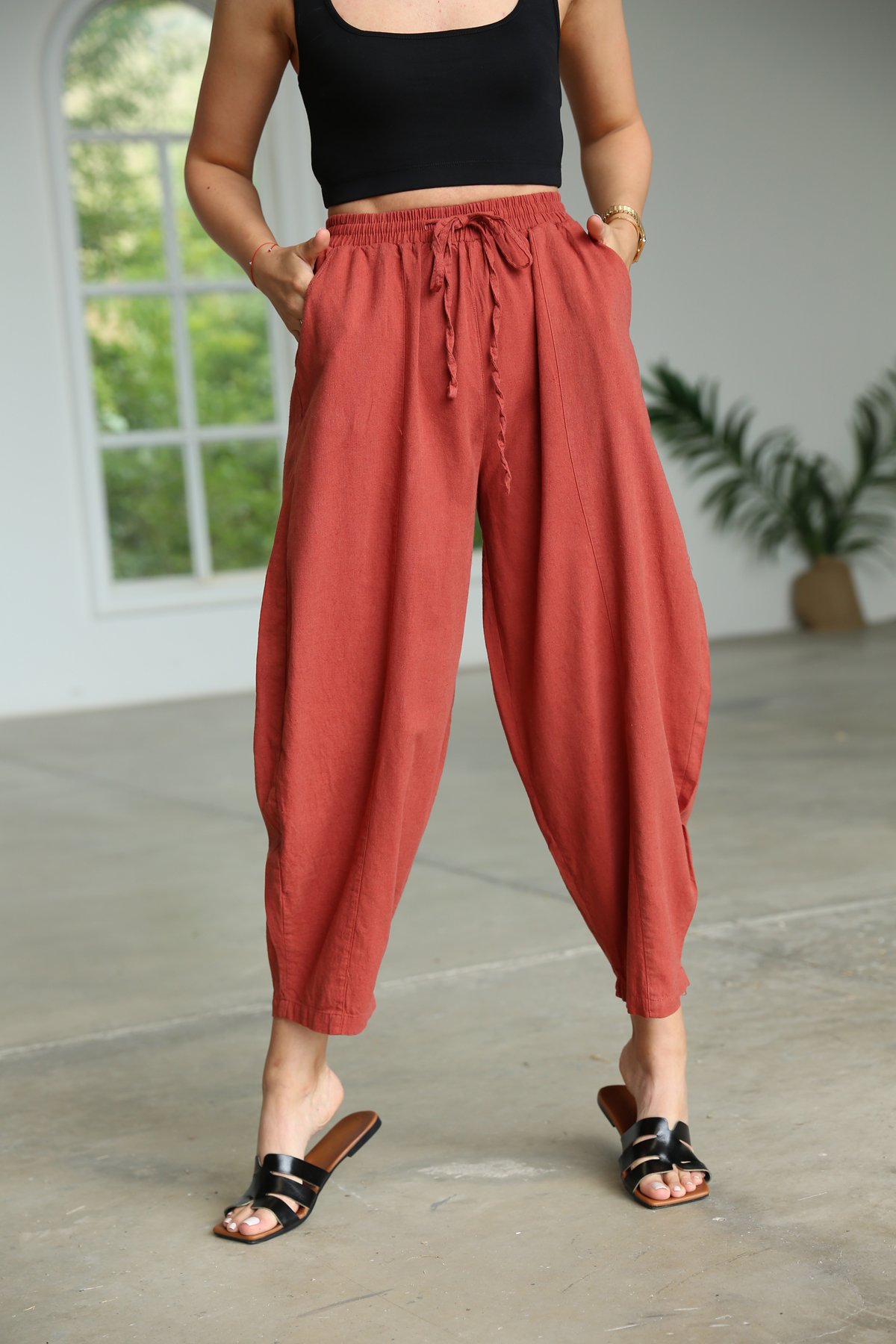 Beli Lastikli Keten Şalvar Pantolon - Modelleri ve Fiyatları